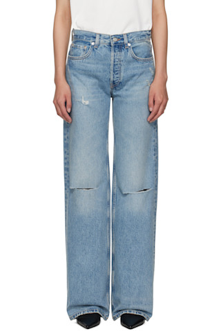 ANINE BING: Blue Hugh Jeans | SSENSE