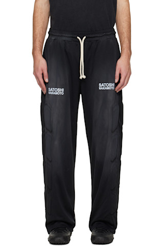 Black Mesh Moto Lounge Pants by Satoshi Nakamoto on Sale