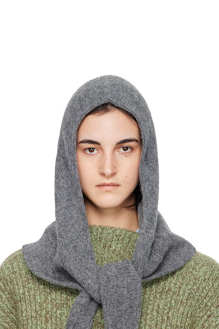 Gray Soft Wool Balaclava by GANNI on Sale