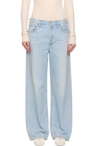 AGOLDE: Blue Wide Low Slung Jeans | SSENSE