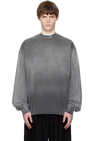 We11done: Gray Gradient Dye Long Sleeve T-shirt | SSENSE