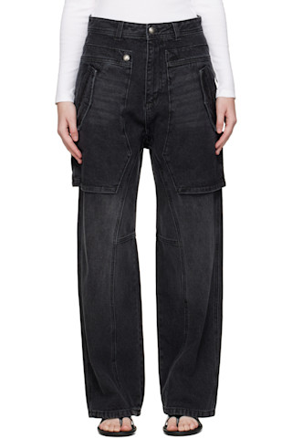 Black Raptor Layered Wide-Leg Jeans by Andersson Bell on Sale