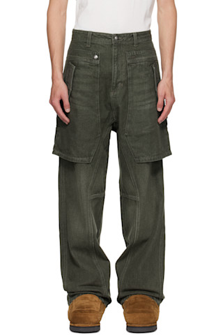 Khaki Raptor Layered Wide-Leg Jeans by Andersson Bell on Sale