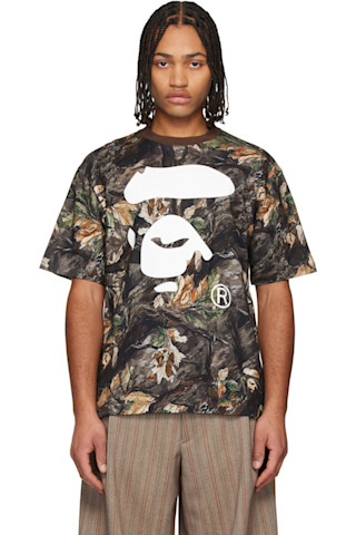 Khaki Tree Edge Camo Ape Face Relaxed T-shirt by BAPE on Sale