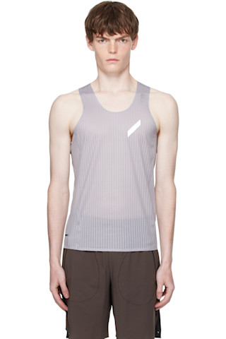 Soar Running: Gray Lightweight SPACE3D Race Tank Top | SSENSE Canada