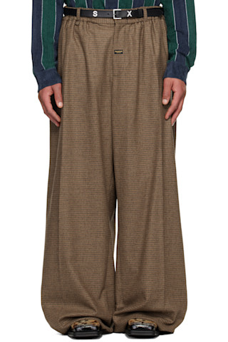 Martine Rose: Brown Extreme Wide Leg Tailored Trousers | SSENSE