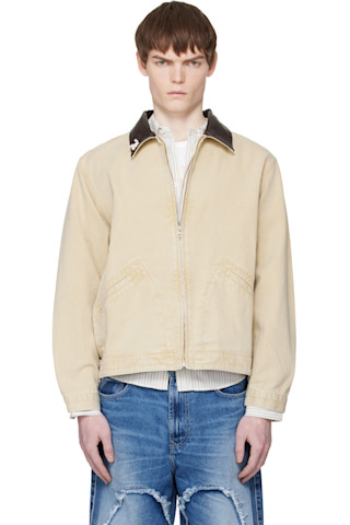 Beige 'Moto Rabbit Rides Again' Denim Jacket by Carne Bollente on Sale