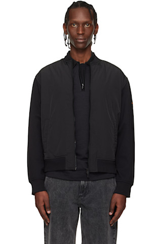 BOSS: Black Logo Patch Bomber Jacket | SSENSE