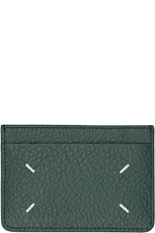 Maison Margiela: Green Four Stitches Card Holder | SSENSE