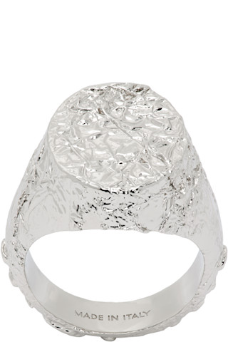 MM6 Maison Margiela: Textured Signet Ring | SSENSE UK