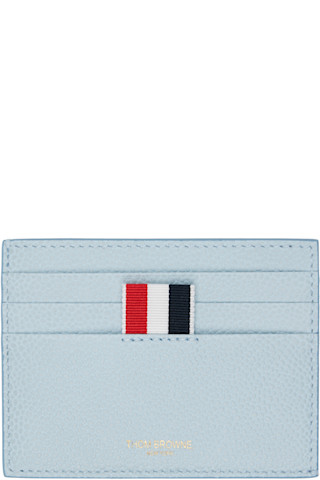 Thom Browne: Blue Pebble Grain Note Compartment Card Holder | SSENSE