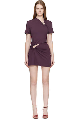 Rabanne: Burgundy Piercing Mini Dress | SSENSE