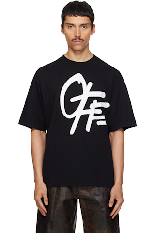 Off-White: Black Shared Spray Logo Skate T-shirt | SSENSE