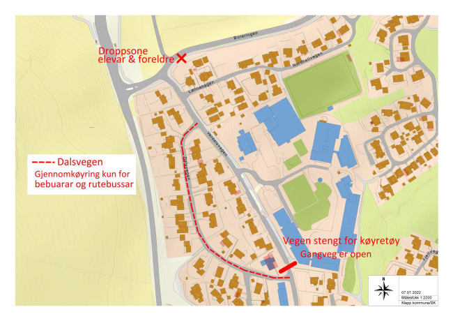 Verdalsvegen blir stengt for gjennomkøyring frå 1. august - Klepp kommune