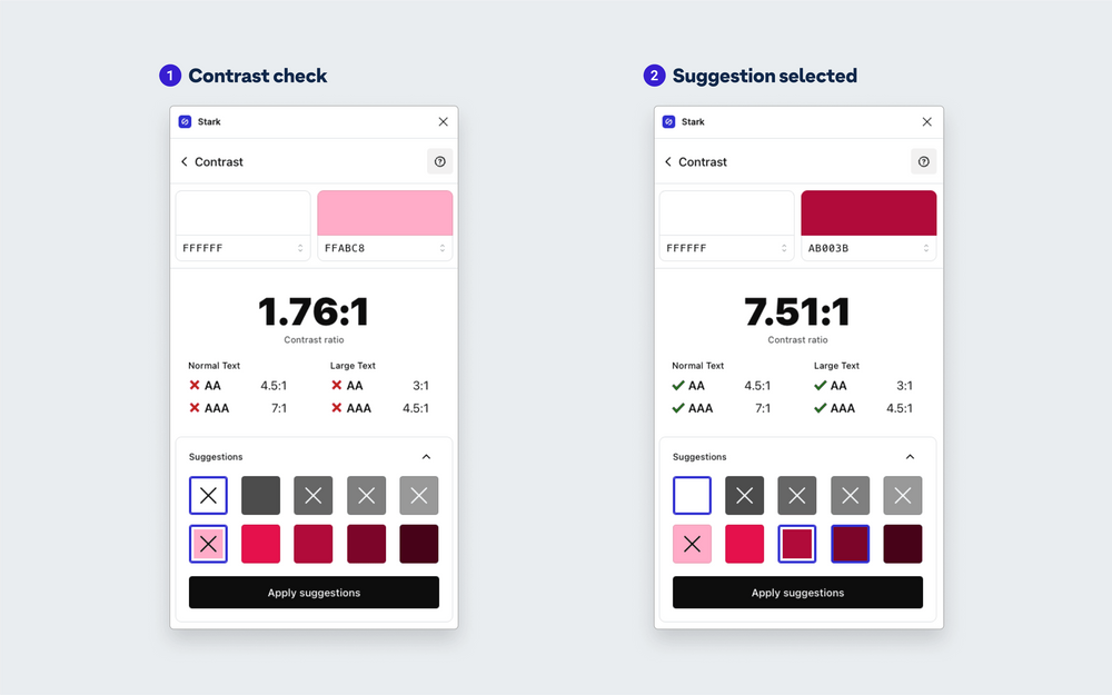 Using Contrast Checker + Color Suggestions