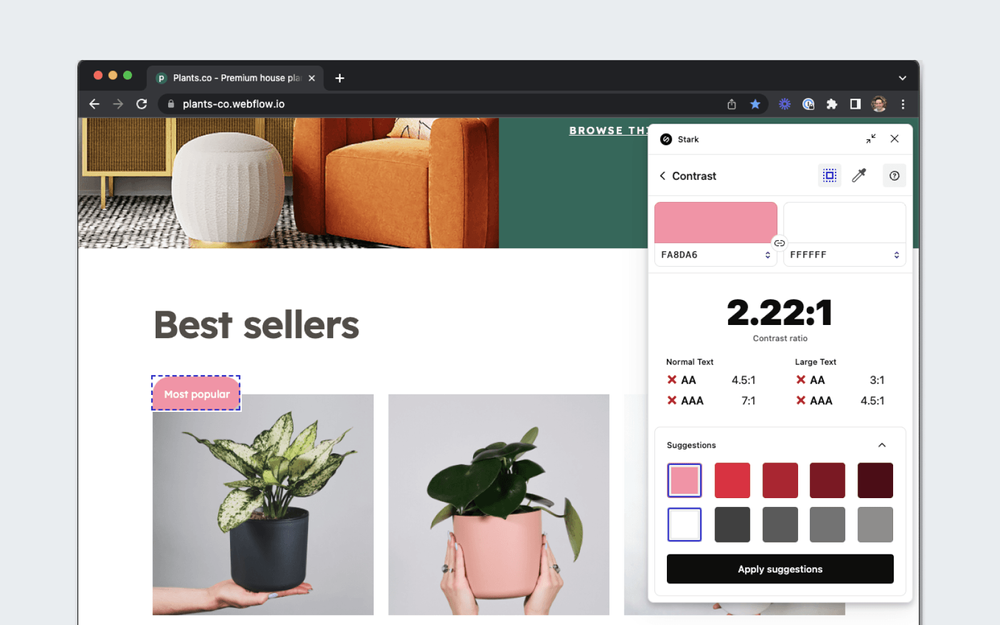 Using Contrast Checker + Color Suggestions