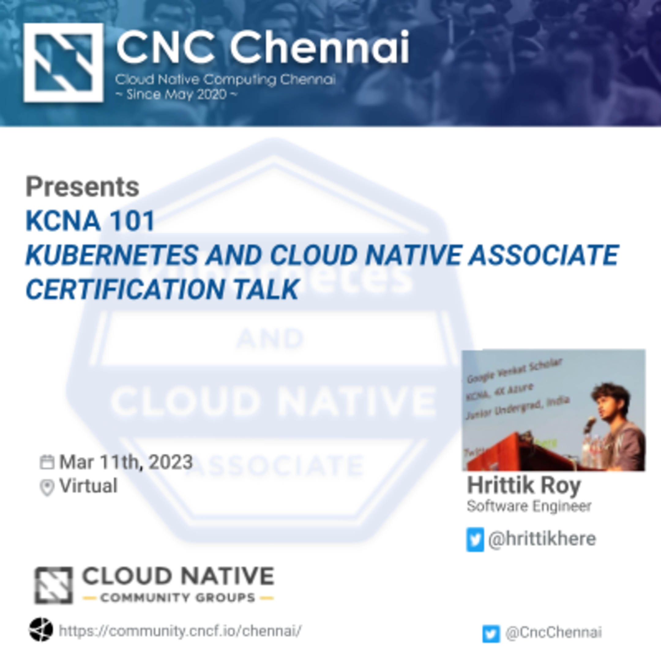 See KCNA 101 - Certification talk at CNCF Cloud Native Chennai