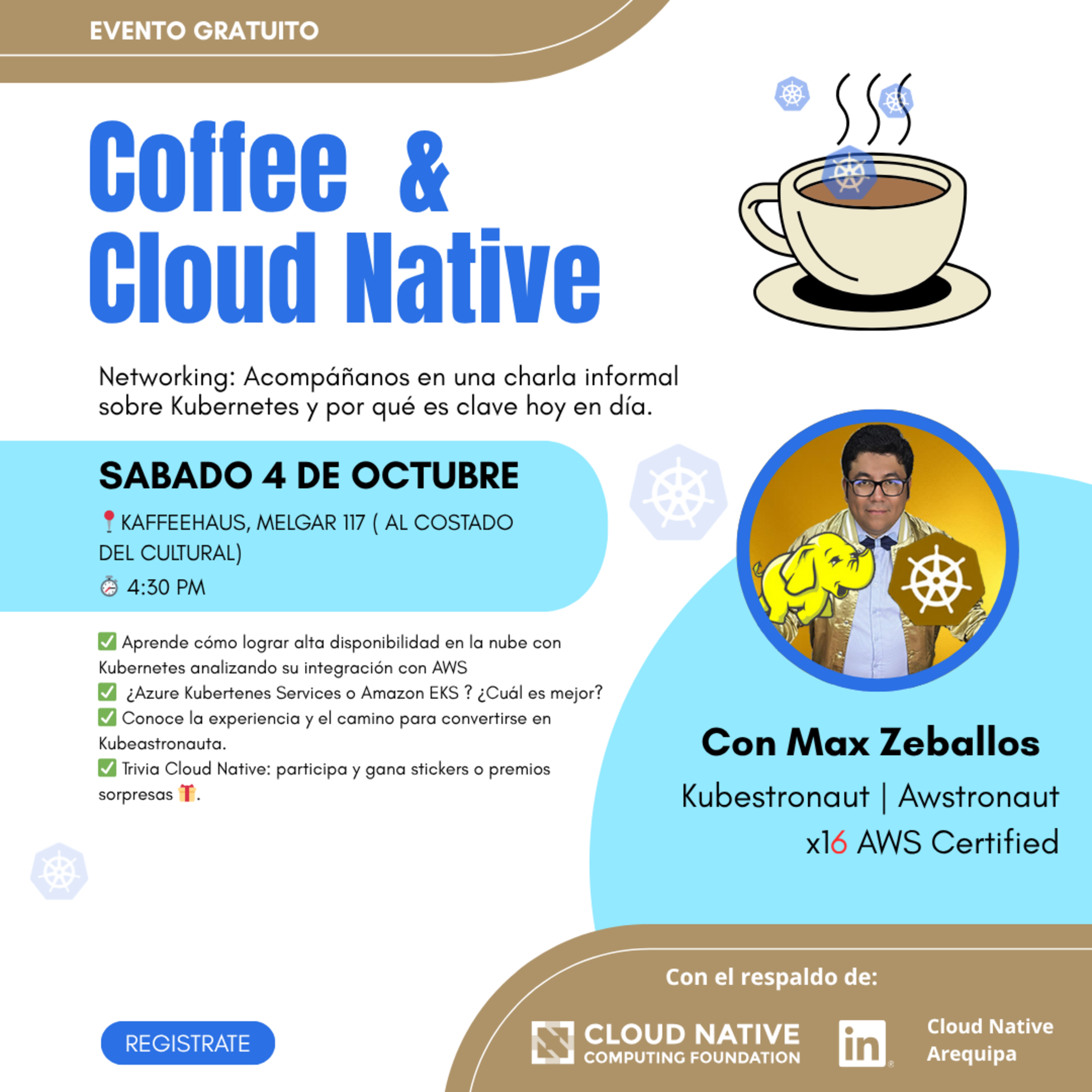 See Meetup 5: ☕ Coffee & Cloud Native Arequipa con Max Zeballos 🌋 at CNCF Cloud Native Arequipa