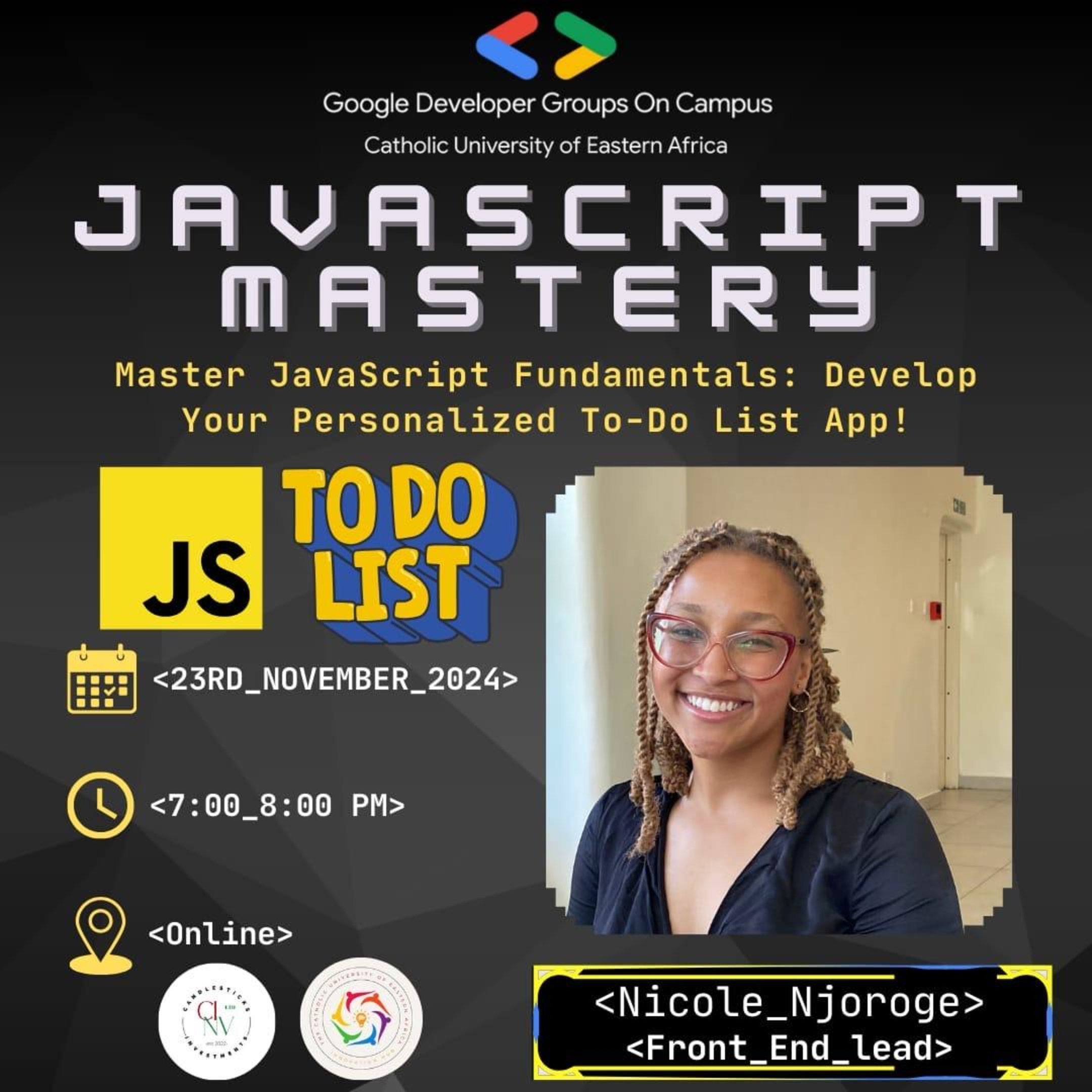 See Hosting Javascript Mastery: To Do list at Google Developer Groups GDG on Campus The Catholic ...