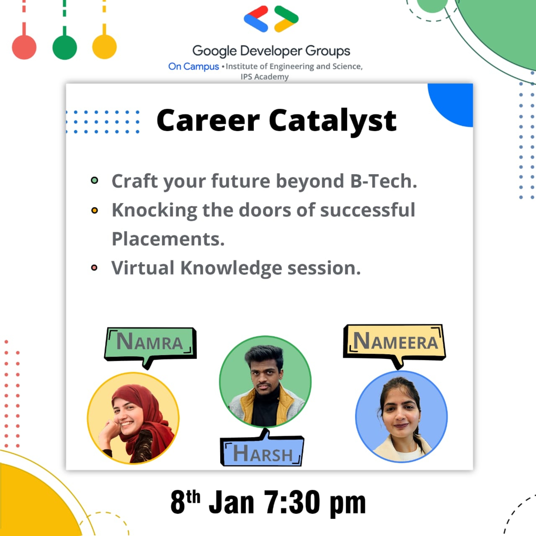 See We are hosting Career Catalyst at Google Developer Groups GDG on Campus IPS Academy - Indore ...