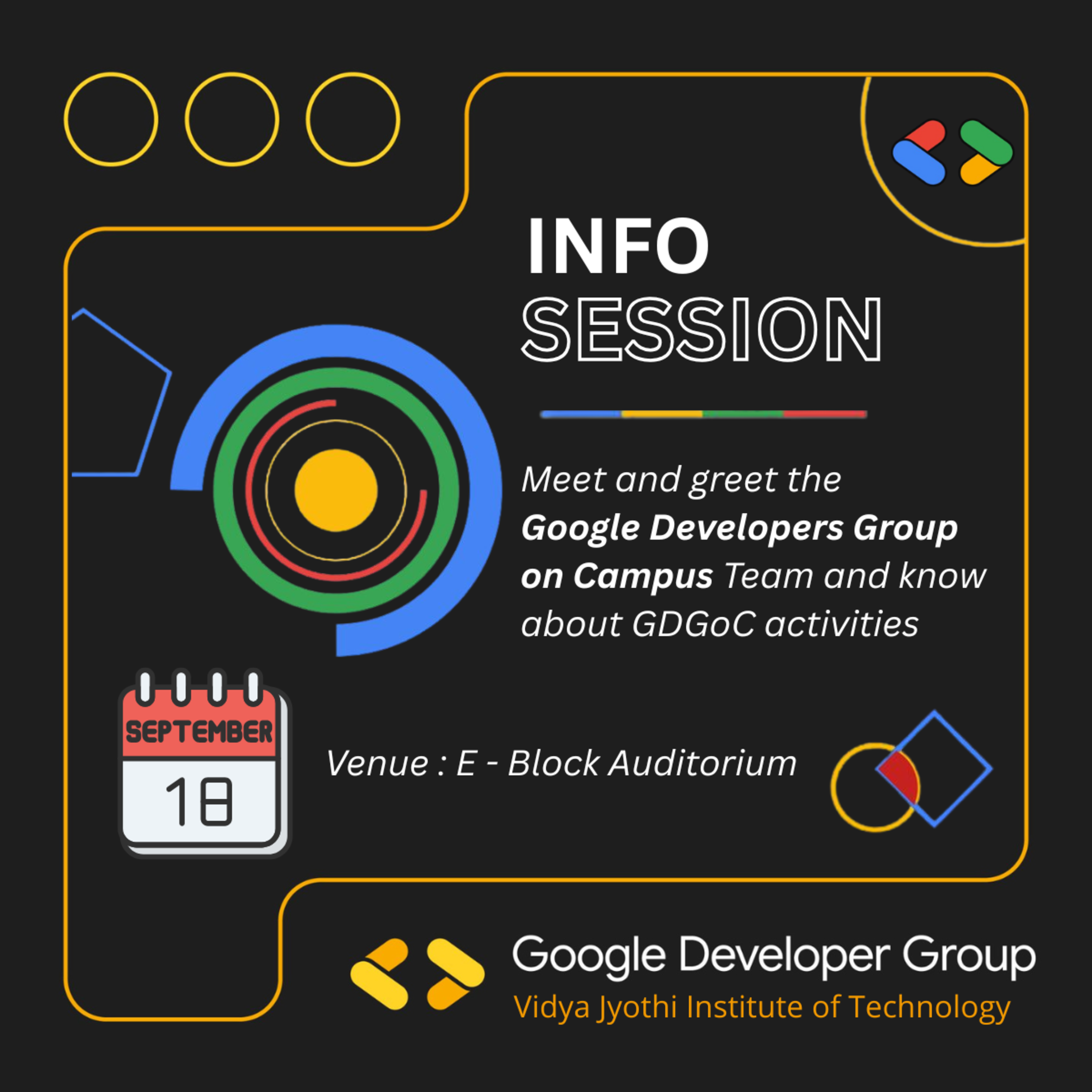 See GDGoC Info Session at Google Developer Groups GDG on Campus Vidya Jyothi Institute of ...