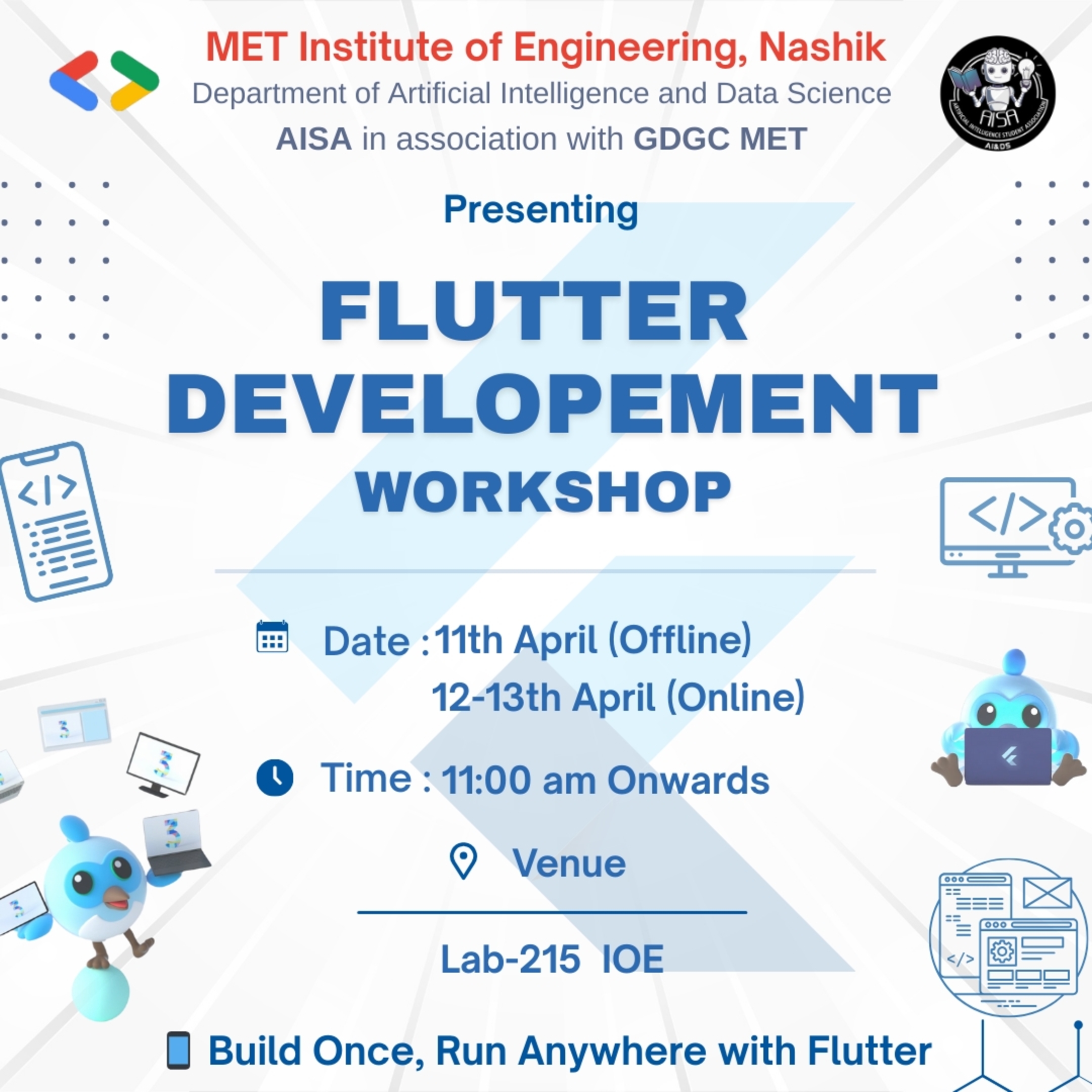 See Flutter Development Workshop at Google Developer Groups GDG on Campus MET Institute of ...