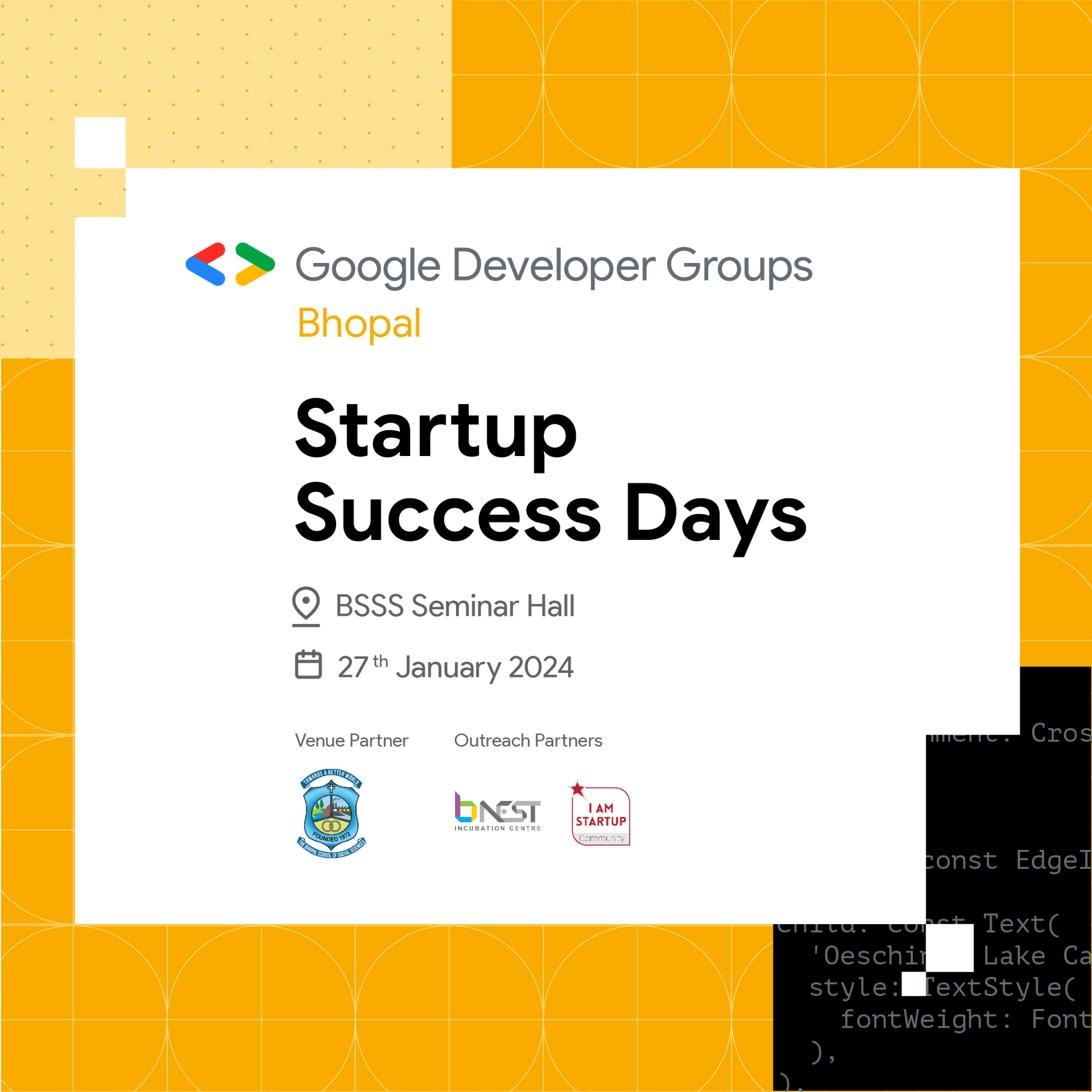 See Startup Success Days Bhopal at Google Developer Groups GDG Cloud Bhopal
