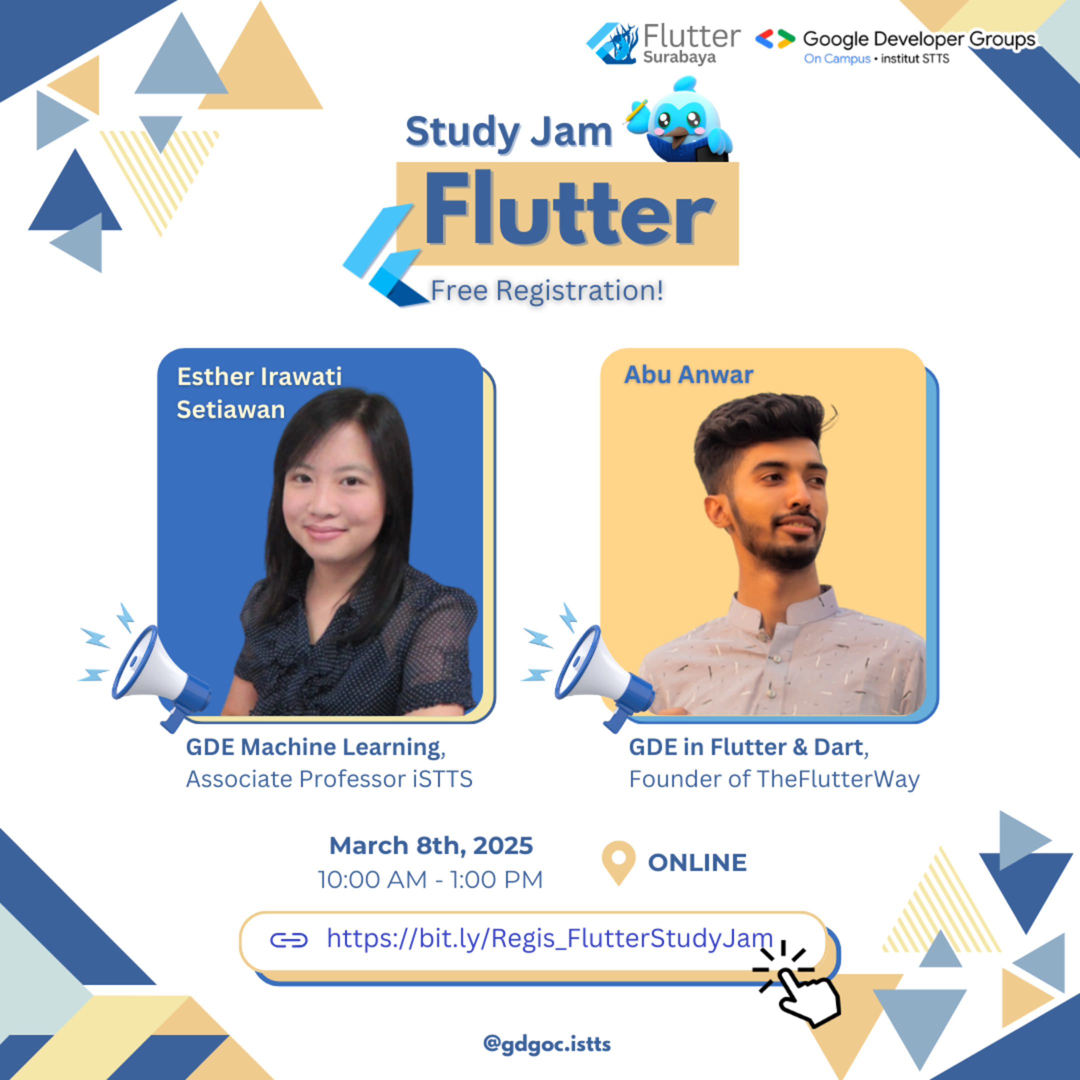See Flutter Study Jam at Google Developer Groups GDG on Campus Institut Sains dan Teknologi ...