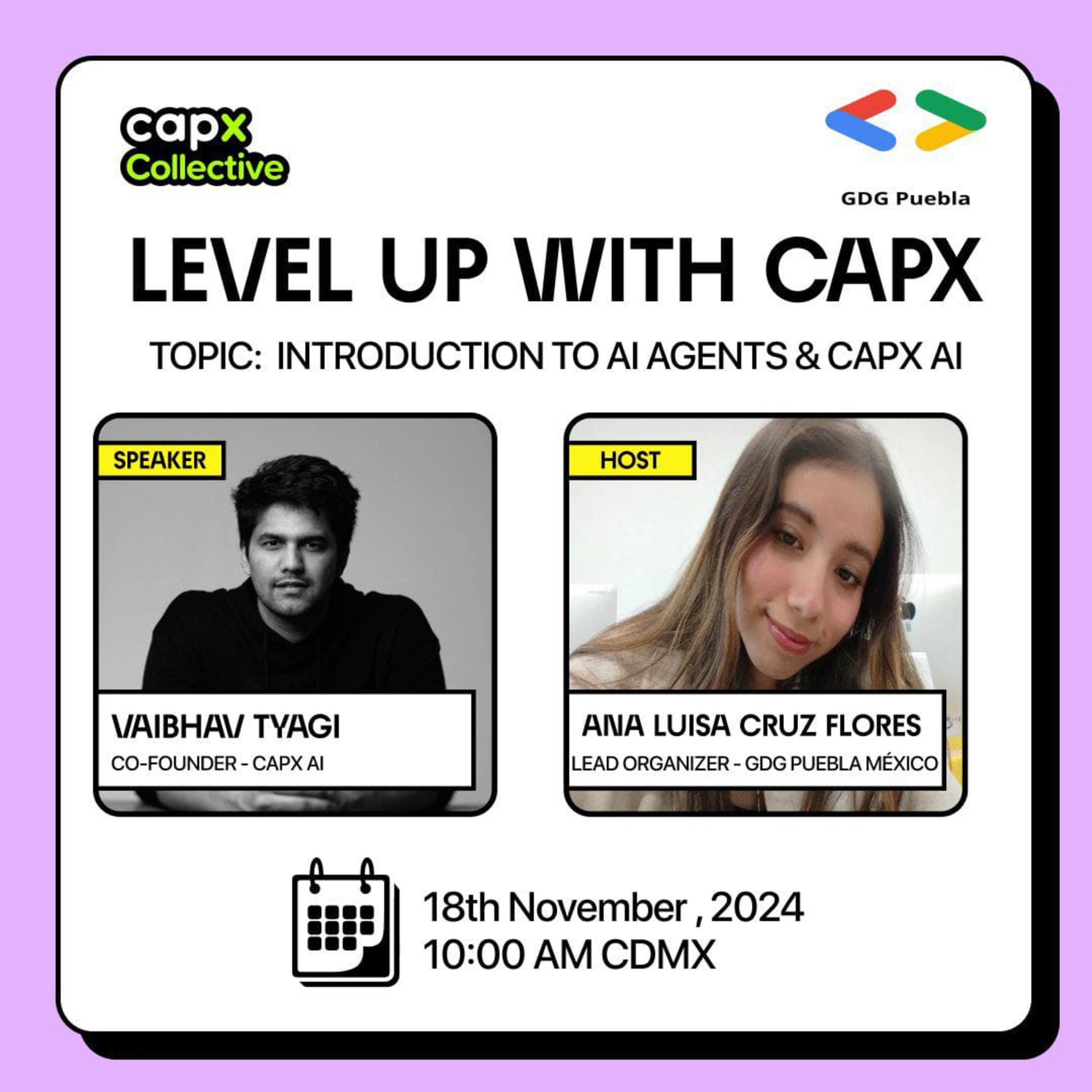See Level Up with Cpax-AI at Google Developer Groups GDG Puebla