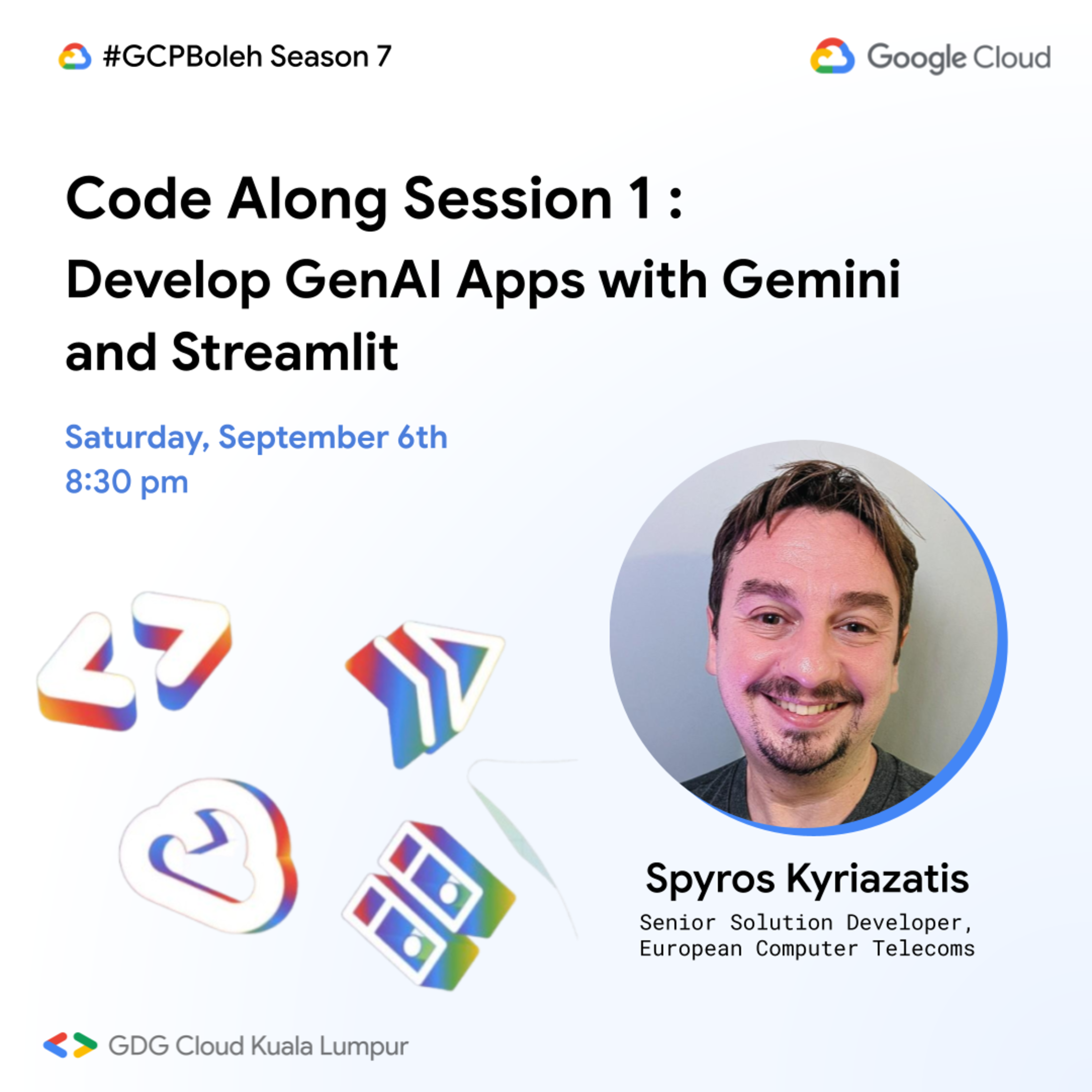 See 🚀 GCPBoleh Code Along Session: Develop Gen AI Apps with Gemini and Streamlit 🚀 at Google ...