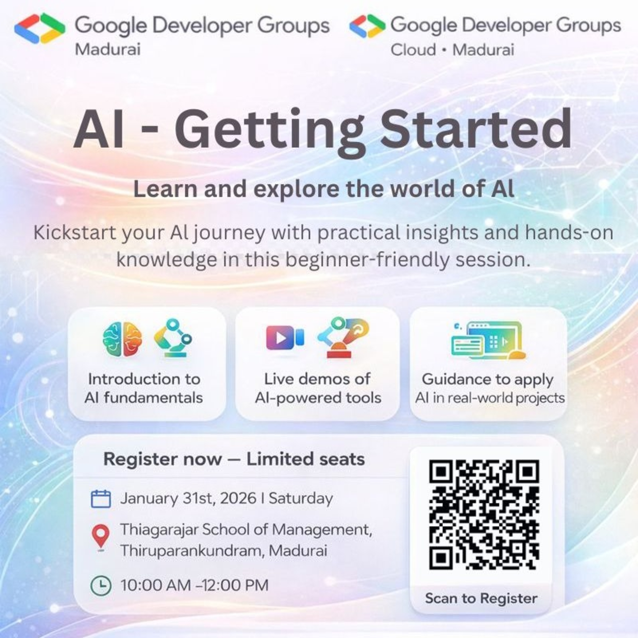 See AI – Getting Started at Google Developer Groups GDG Cloud Madurai
