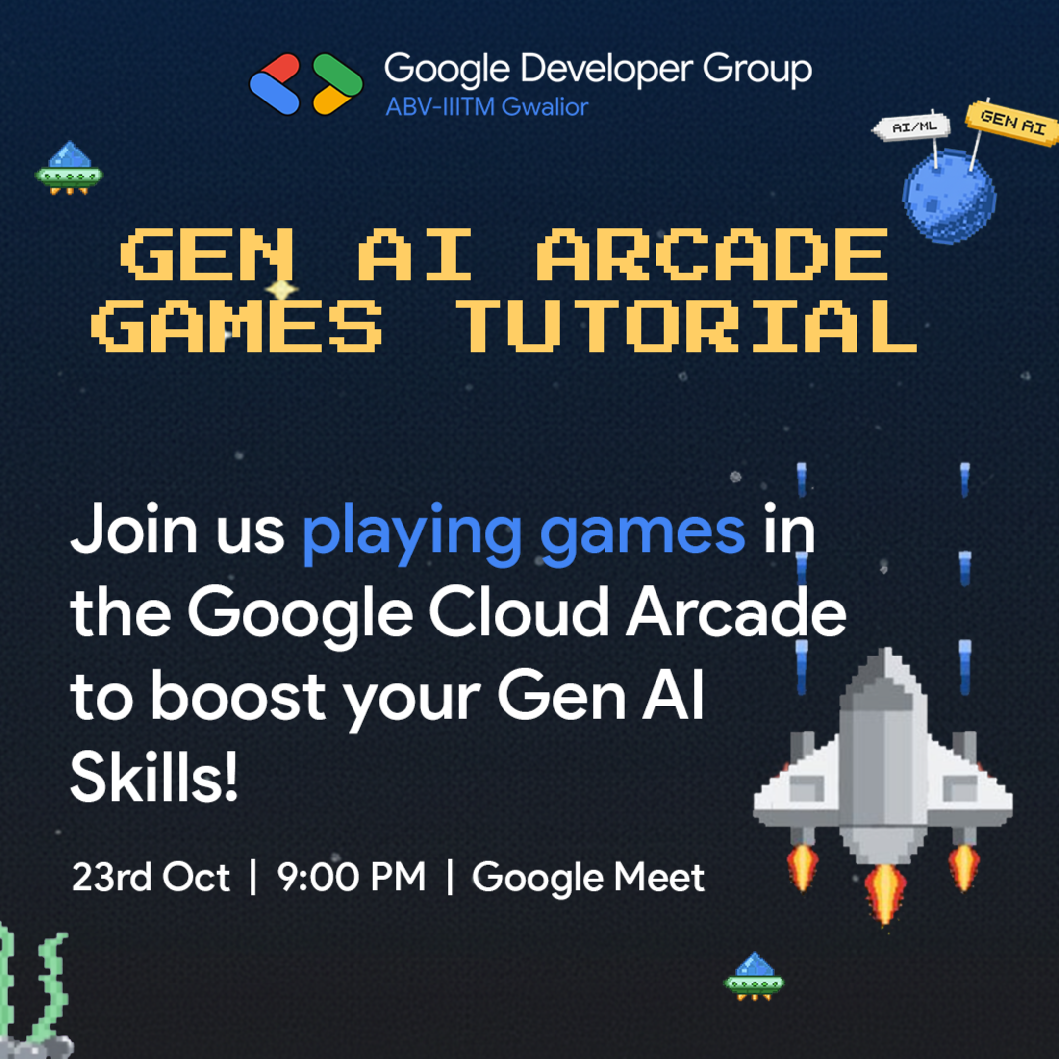 See Cloud Arcade Game Tutorial ☁️🎮 at Google Developer Groups GDG on ...
