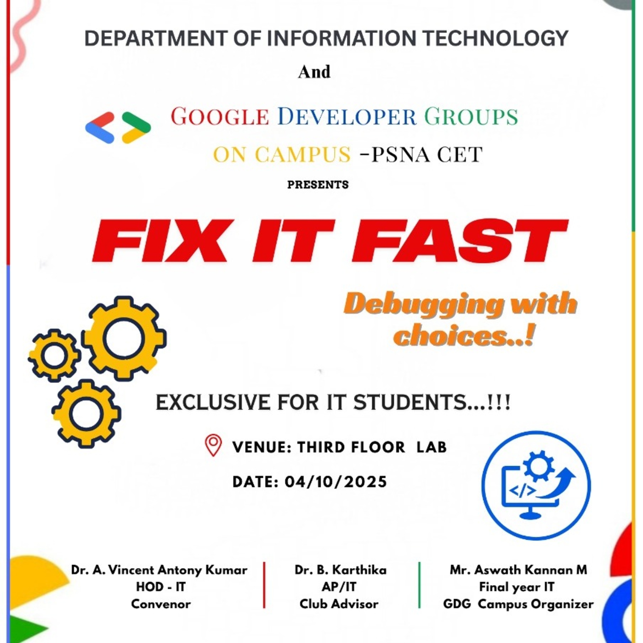 See Fix It Fast - Debugging Competition at Google Developer Groups GDG ...