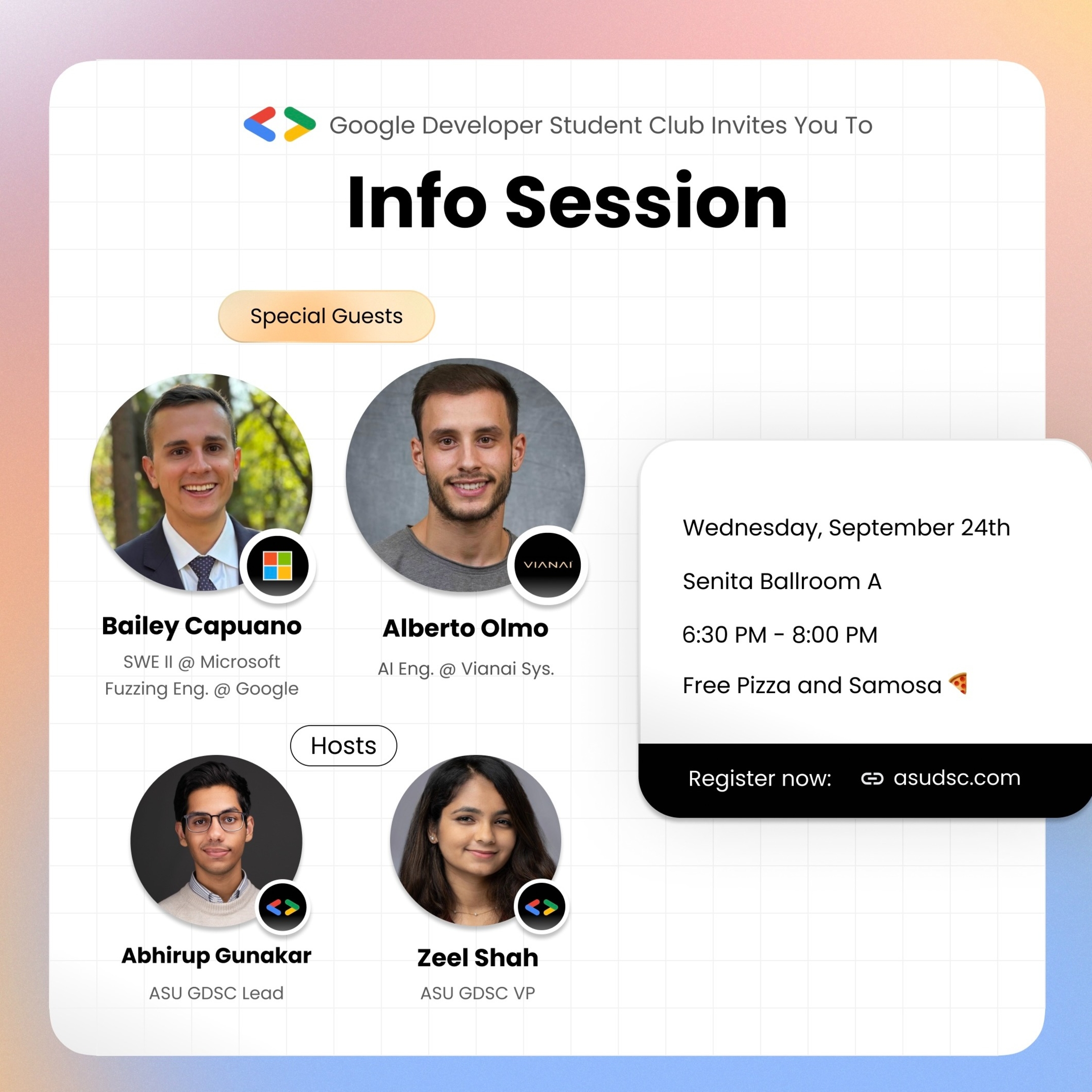 See Info Session Fall 2025 at Google Developer Groups GDG on Campus Arizona State University ...
