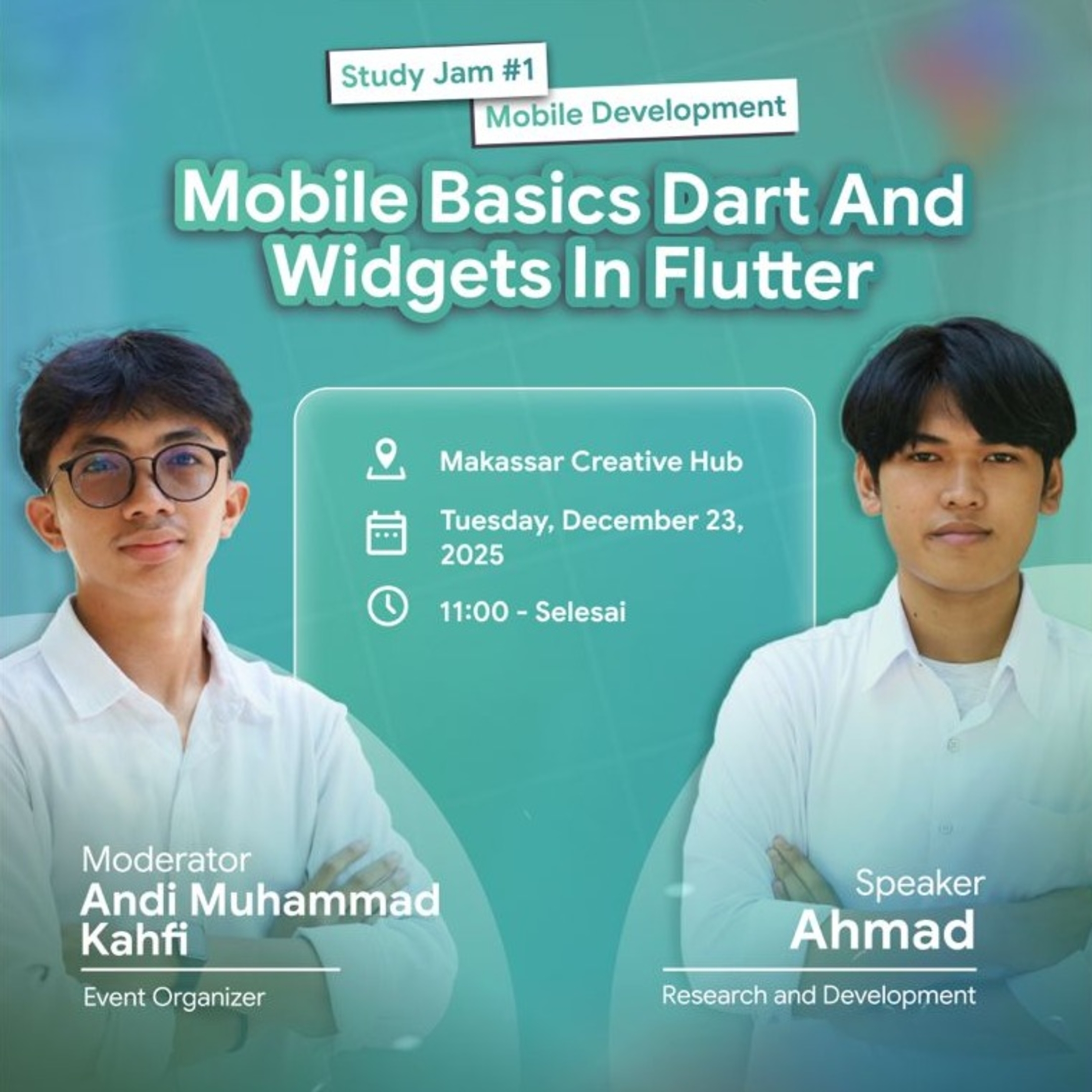 See Study Jam #1 Mobile Development: Basic Dart And Widgets In Flutter at Google Developer ...