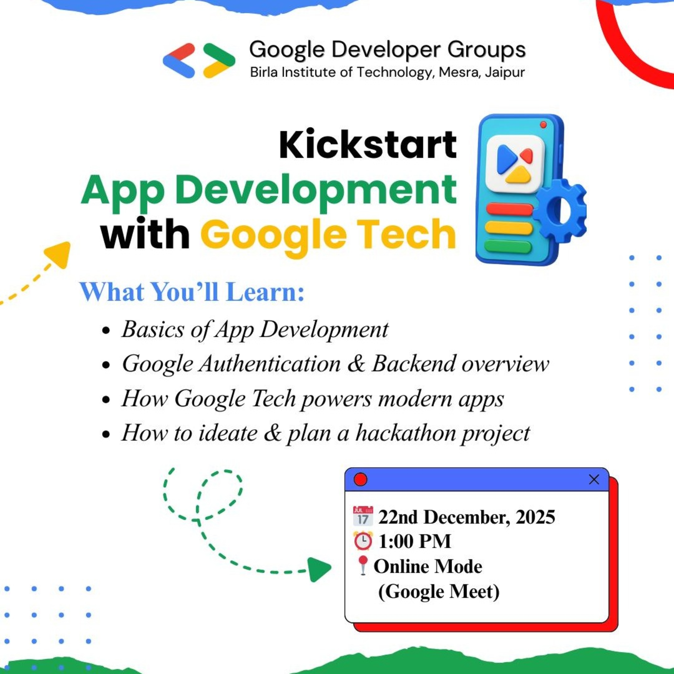 See Kickstart App Development with Google Tech - FREE Workshop! at ...