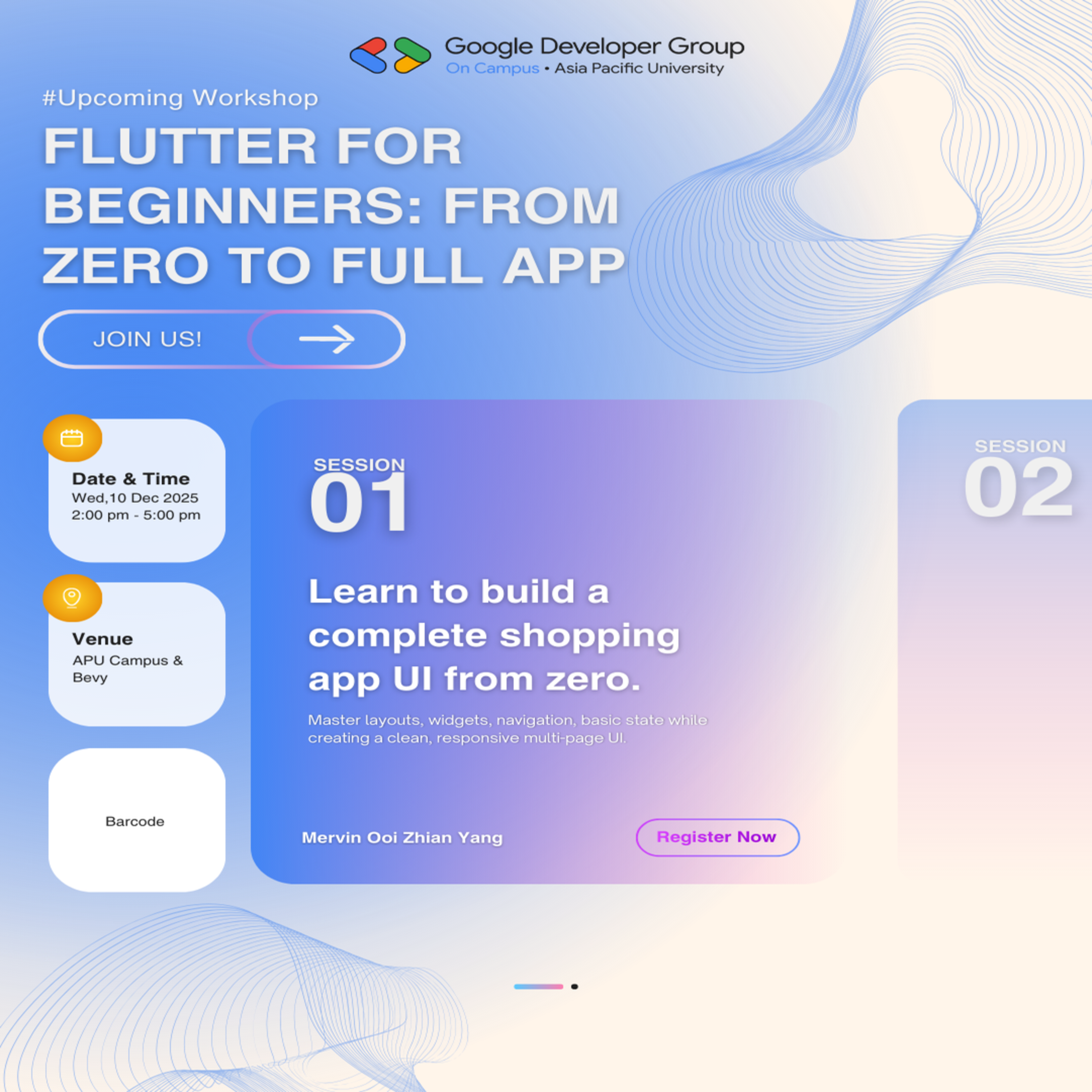 See Flutter for Beginners: From Zero to UI - Build Your First Shopping App! at Google Developer ...