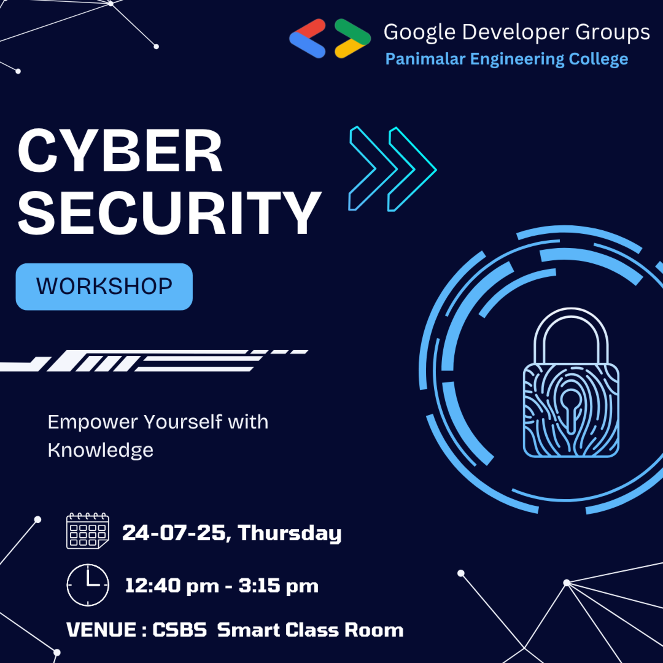 See Cybersecurity Workshop for Beginners at Google Developer Groups GDG on Campus Panimalar ...