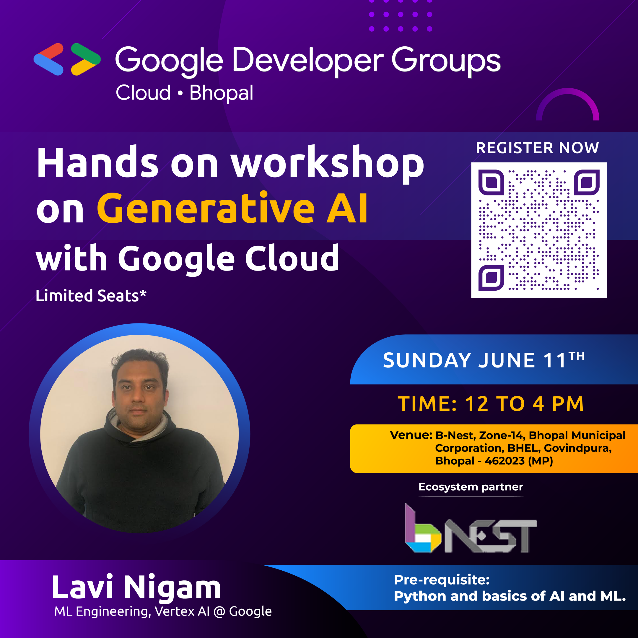See Workshop on Generative AI with Google Cloud at Google Developer Groups GDG Cloud Bhopal