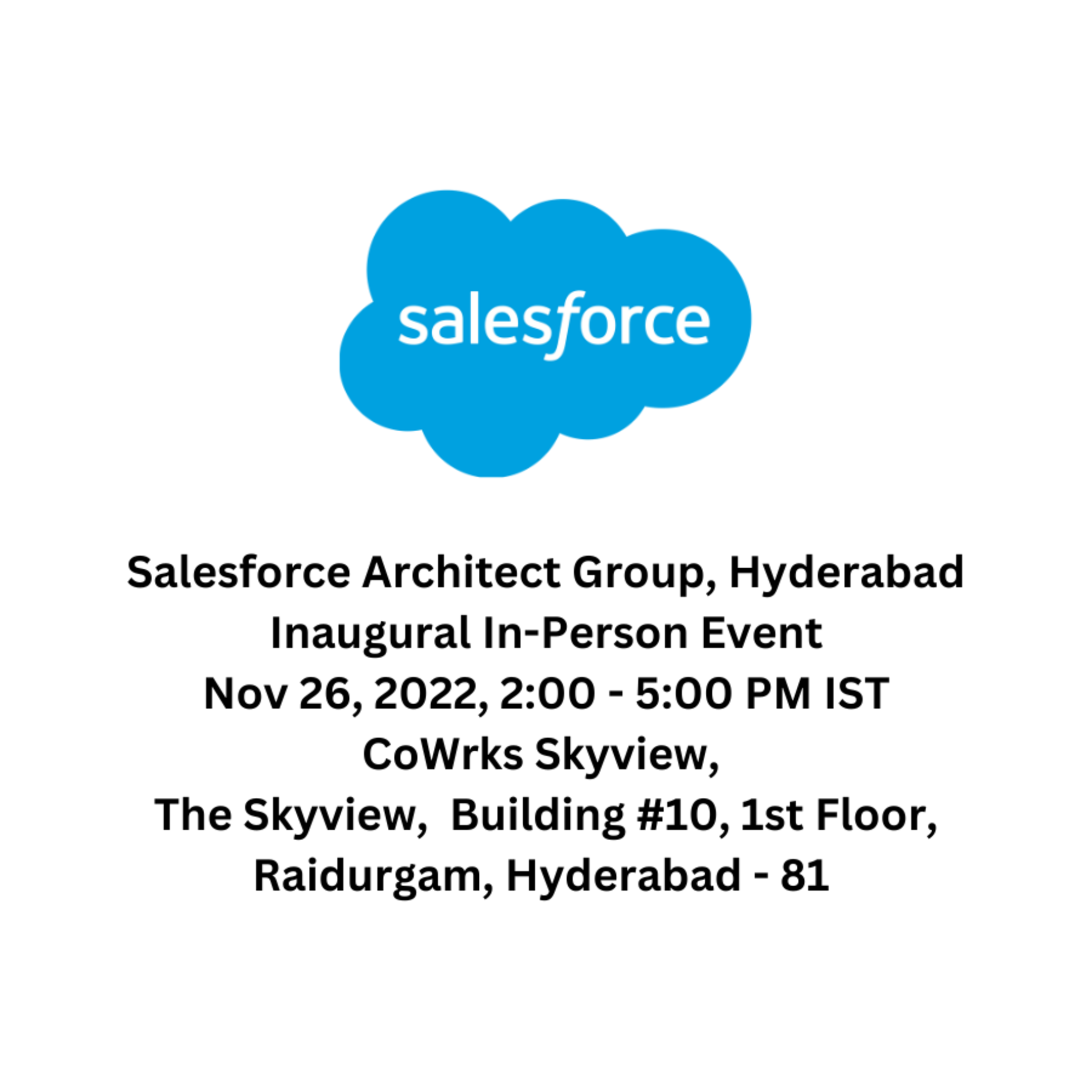 See Inaugural In-Person Event, Salesforce Architect Group, Hyderabad ...