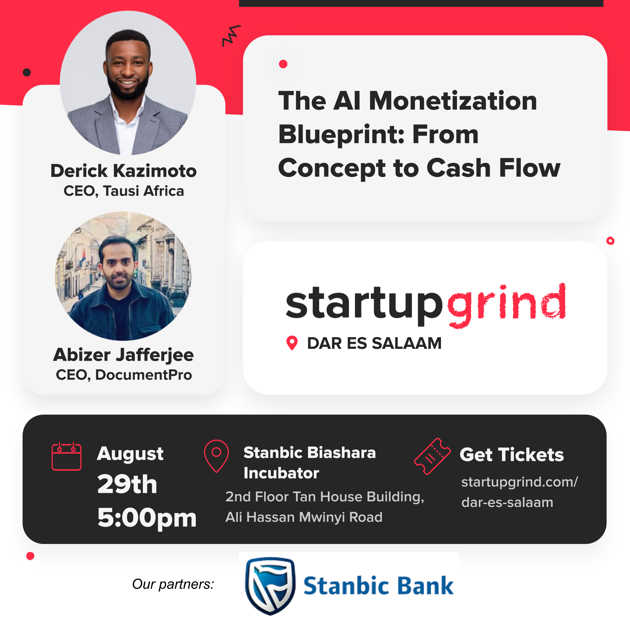 See Monetizing AI with Derick & Abizer at Startup Grind Dar es Salaam