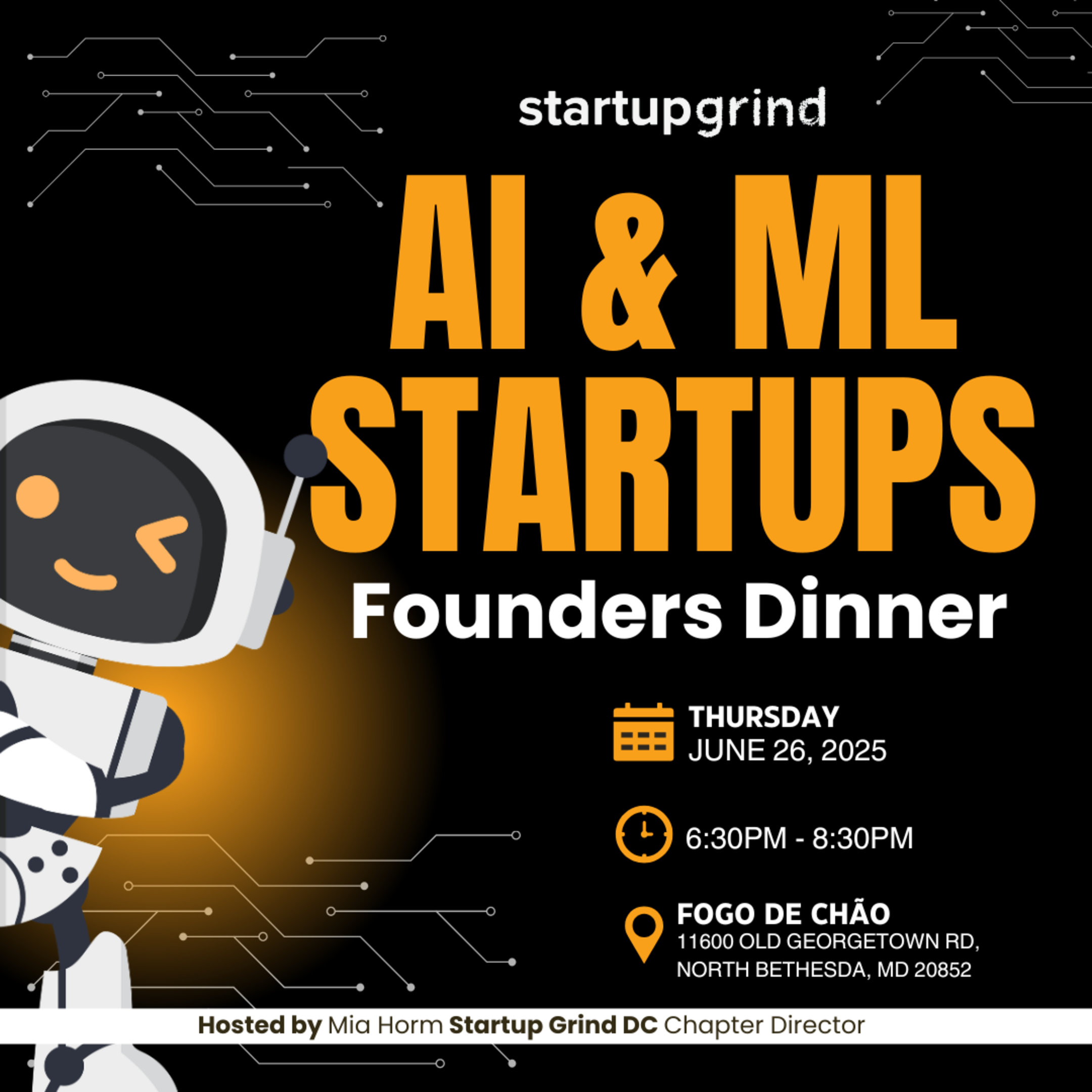 See June 2025 AI & ML Founders Dinner at Startup Grind Washington DC