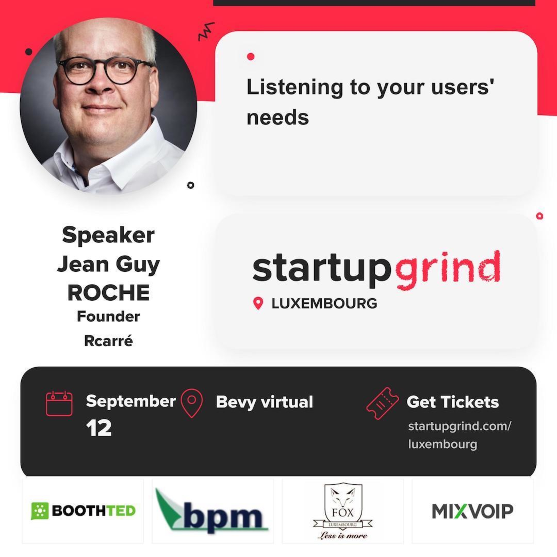 See We are hosting Jean Guy ROCHE (Rcarré): listening to your users ...