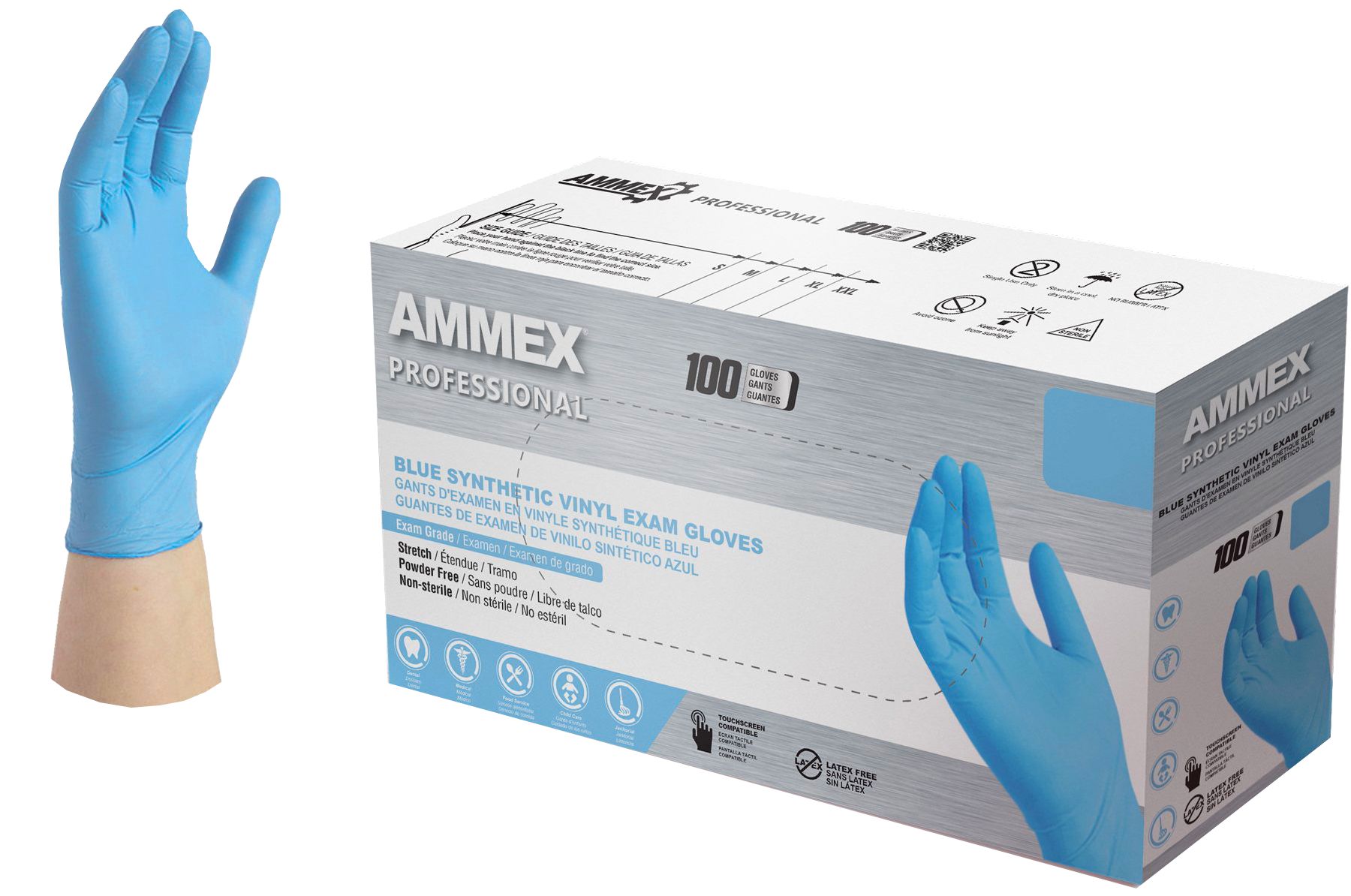 AMMEX APFN42100 - Professional Blue Nitrile Exam Latex Free Disposable ...