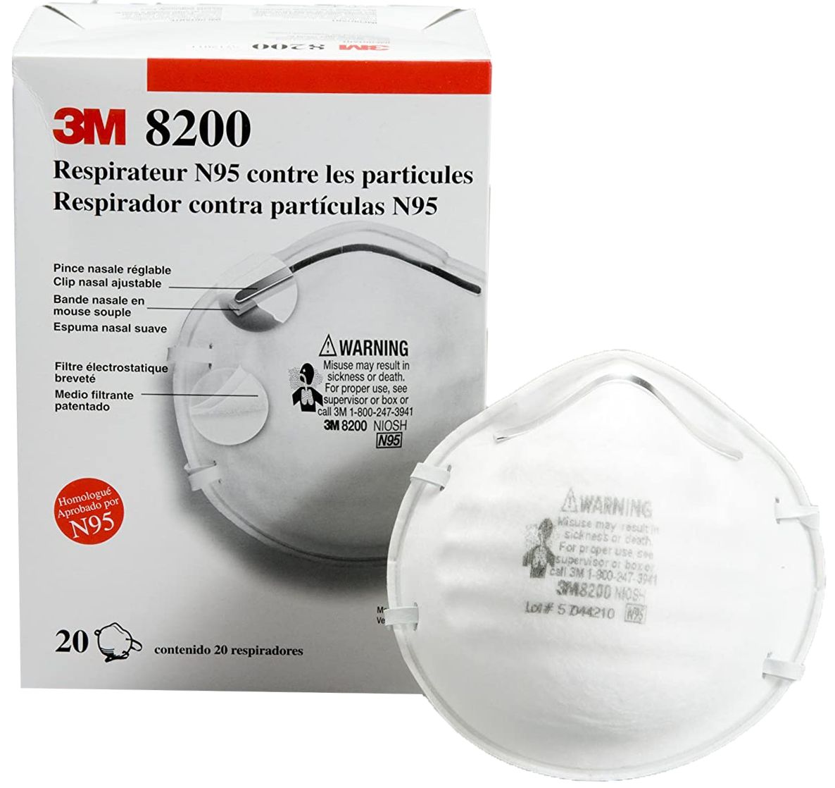 3M 8200 N95 Disposable Particulate Respirator Case of 160 Stauffer Glove Safety