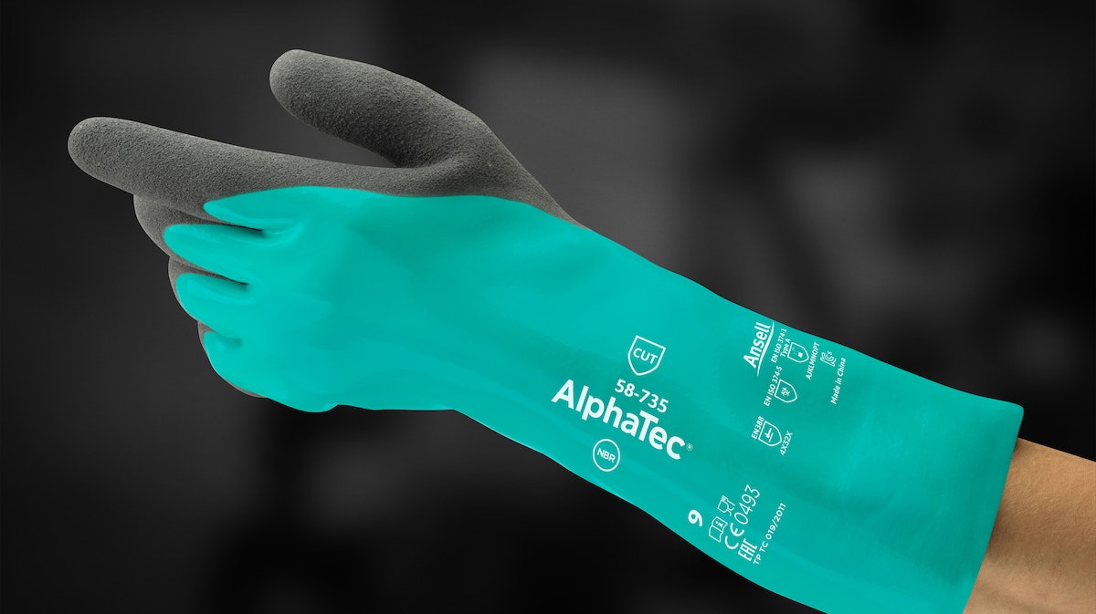Ansell 58-735 L - AlphaTec® 58-735 - Cut-Protective Chemical-Resistant ...