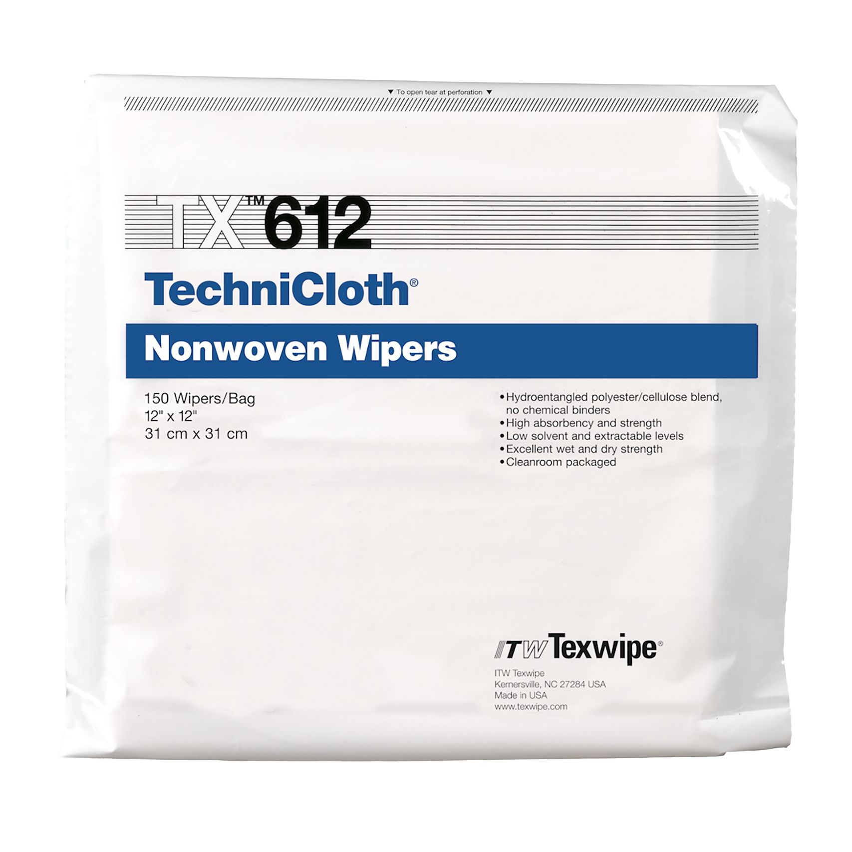 Texwipe, An ITW Company TX612 - TechniCloth® Dry Nonwoven Cleanroom ...