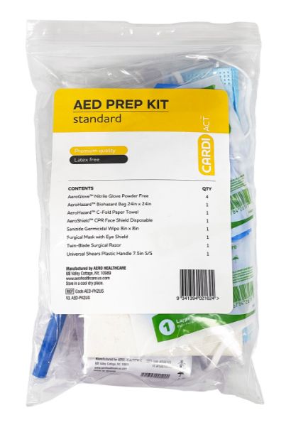 Aero Healthcare AED-PK2US - CardiAct AED Prep Kit in Plastic Bag ...