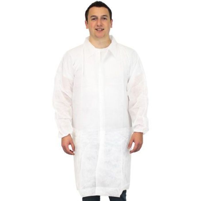 Novus Safety Apparel HP115-L - White Disposable Labcoat with Elastic ...