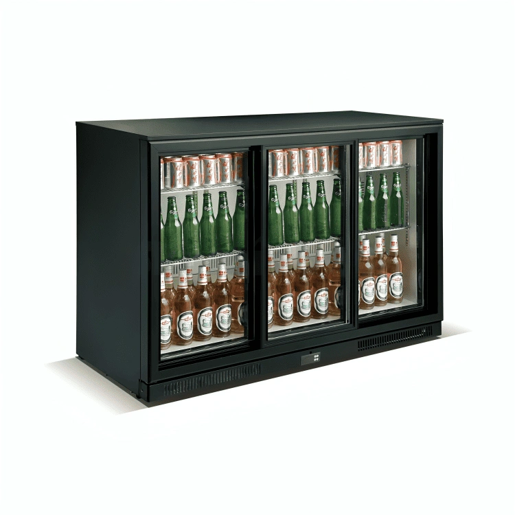 THREE SLIDING DOOR BOTTLE COOLER BLACK - TSC3E90BS